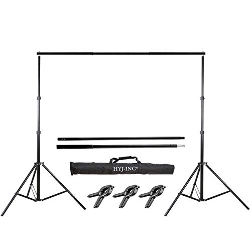 HYJ-INC Photo Video Studio 10 Ft Adjustable Background Stand Backdrop Support System Kit with Photography Background Holder Carry Bag