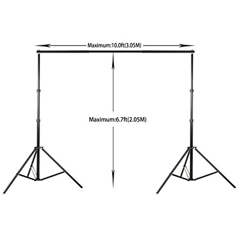 HYJ-INC Photo Video Studio 10 Ft Adjustable Background Stand Backdrop Support System Kit with Photography Background Holder Carry Bag