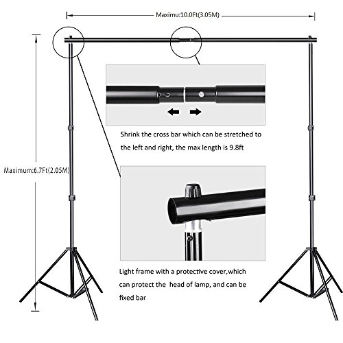 HYJ-INC Photo Video Studio 10 Ft Adjustable Background Stand Backdrop Support System Kit with Photography Background Holder Carry Bag