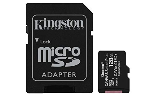 Kingston 128GB microSDXC Canvas Select Plus 100MB/s Read A1 Class 10 UHS-I Memory Card + Adapter (SDCS2/128GB)