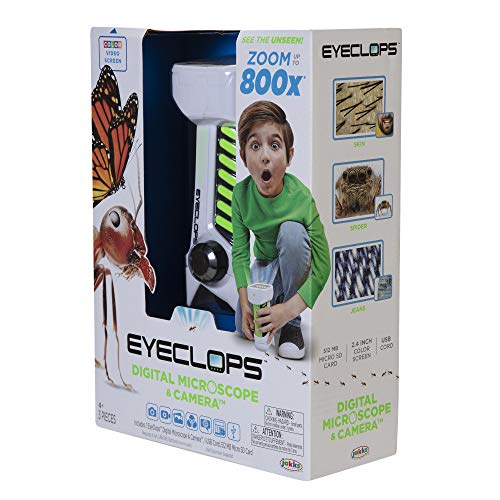 EyeClops Digital Microscope & Camera with built in color screen -800X Zoom- Wireless - Use indoors & outdoors- Take pictures & video - Download to Windows PC & Mac – STEM