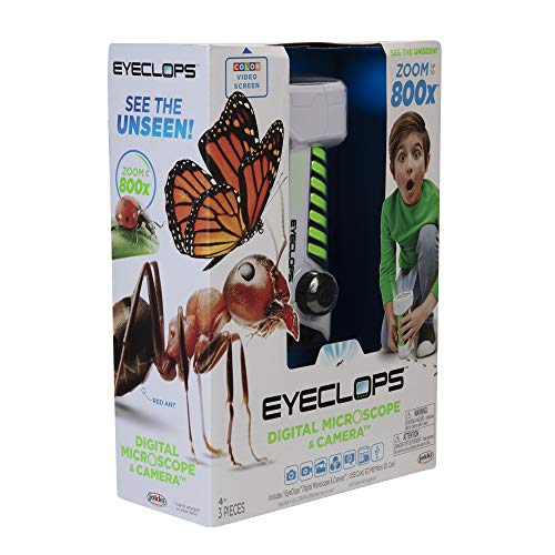 EyeClops Digital Microscope & Camera with built in color screen -800X Zoom- Wireless - Use indoors & outdoors- Take pictures & video - Download to Windows PC & Mac – STEM