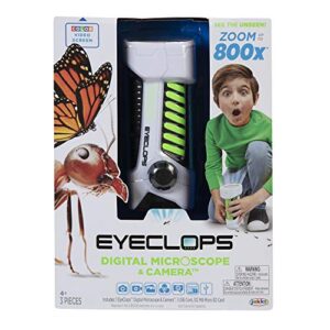 EyeClops Digital Microscope & Camera with built in color screen -800X Zoom- Wireless - Use indoors & outdoors- Take pictures & video - Download to Windows PC & Mac – STEM