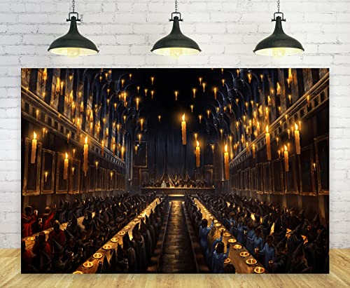 Magic Backdrop for Photography, Dinning Photo Background for Hogwarts Theme Party Decorations Supplies, Dinning Tapestry for Bedroom, Polyester 5x3ft