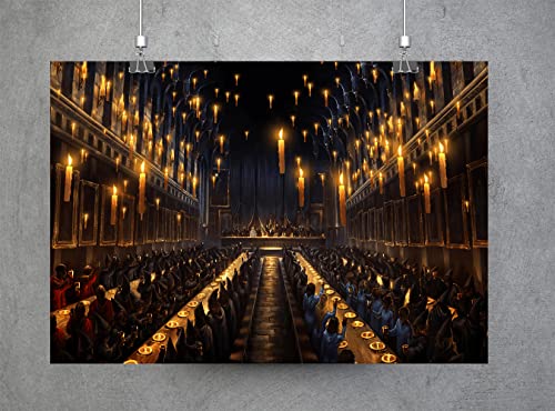 Magic Backdrop for Photography, Dinning Photo Background for Hogwarts Theme Party Decorations Supplies, Dinning Tapestry for Bedroom, Polyester 5x3ft