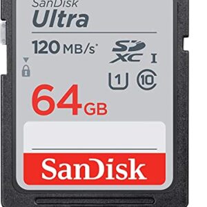 SanDisk 64GB SDXC SD Ultra Memory Card Works with Canon Powershot ELPH 180, 190 is, SX420 is, SX610 HS Camera UHS-I (SDSDUN4-064G-GN6IN) Bundle with (1) Everything But Stromboli Combo Card Reader