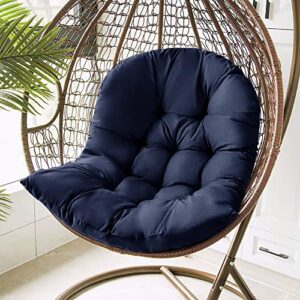 Hanging Basket Hanging Egg Chair Cushions,Indoor/Outdoor Swing Chair Cushion,Waterproof Soft Comfy Hammock Chair Seat Pads Back Cushion,Basket Chair Cushion for Patio Garden (Navy Blue)