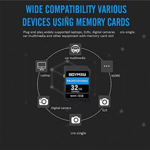 32GB Memory Card, BOYMXU Professional 1000 x Class 10 UHS-I U3 Memory Card Compatible Computer Cameras and Camcorders, Memory Card Up to 95MB/s, Blue/Black