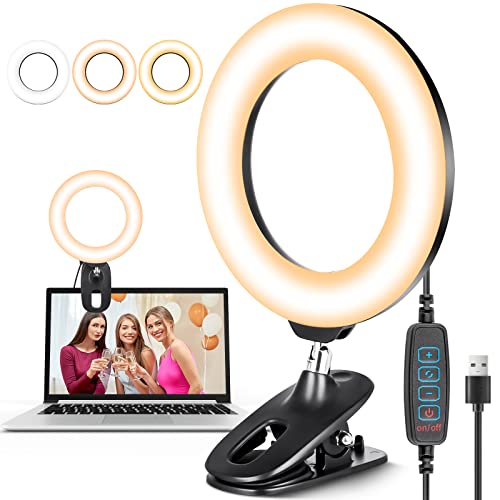 Eicaus Lighting for Video Recording, Selfie Ringlight with Clip for Computer, Conference Lighting for Zoom Meeting, LED Video Light for Webcam, Laptop