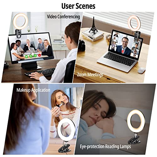 Eicaus Lighting for Video Recording, Selfie Ringlight with Clip for Computer, Conference Lighting for Zoom Meeting, LED Video Light for Webcam, Laptop