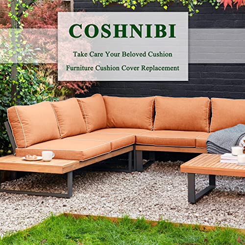 COSHNIBI Patio Cushion Covers, Outdoor Cushion Covers Replacement, Waterproof Outdoor Chair Cushion Covers for Patio Furniture, Square Outdoor Cushion Slipcovers with Zipper (24x24x4in-2 Pack, Orange