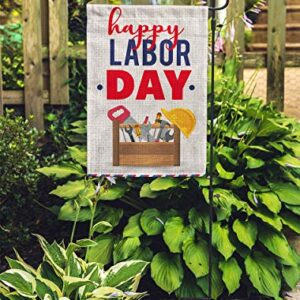 Hollyhorse Happy Labor Day Garden & Yard Flag - 12.5 x18 Inch Double Sided Vertical Outdoor Flag | Labor Day Decoration