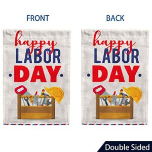 Hollyhorse Happy Labor Day Garden & Yard Flag - 12.5 x18 Inch Double Sided Vertical Outdoor Flag | Labor Day Decoration