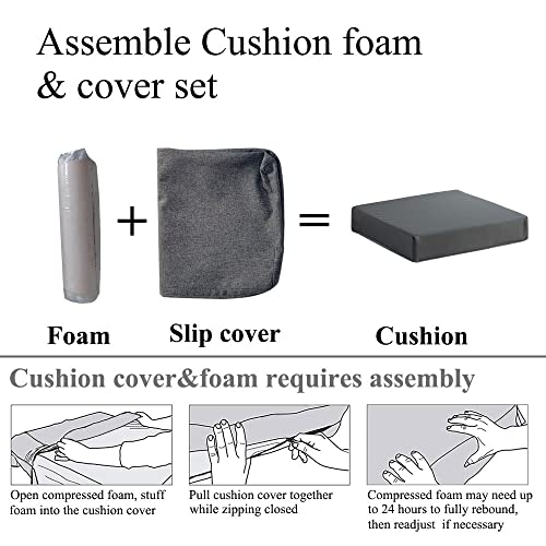 Patio Chair Cushions Set of 2 Non Slip Bottom Chair Pad with Ties Waterproof Square Outdoor Seat Cushion Replacement for Garden Swing Furniture 20x20 Inch, Gray