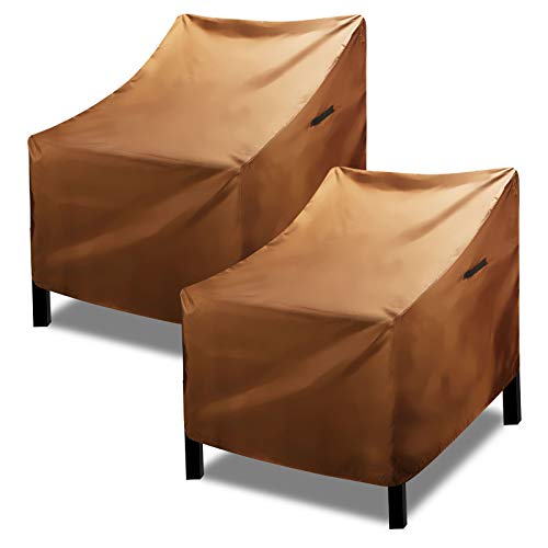 Patio Chair Covers Waterproof Heavy Duty Outdoor Patio Furniture Covers, Stackable Outside Lounge Deep Seat Covers, Large Lawn Sofa Covers Water Resistant, Standard-2 Pack, Brown