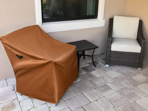 Patio Chair Covers Waterproof Heavy Duty Outdoor Patio Furniture Covers, Stackable Outside Lounge Deep Seat Covers, Large Lawn Sofa Covers Water Resistant, Standard-2 Pack, Brown