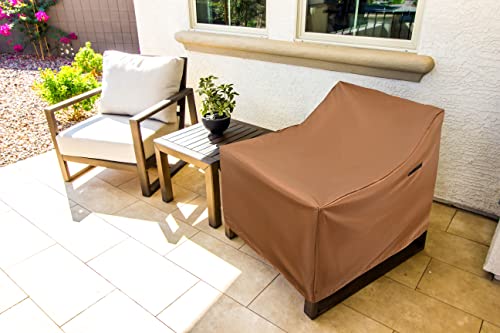 Patio Chair Covers Waterproof Heavy Duty Outdoor Patio Furniture Covers, Stackable Outside Lounge Deep Seat Covers, Large Lawn Sofa Covers Water Resistant, Standard-2 Pack, Brown