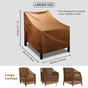 Patio Chair Covers Waterproof Heavy Duty Outdoor Patio Furniture Covers, Stackable Outside Lounge Deep Seat Covers, Large Lawn Sofa Covers Water Resistant, Standard-2 Pack, Brown