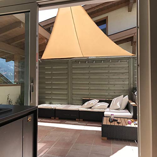 Waterproof Sun Shade Sail with Hardware Kit, Triangle 6'7''x 6'7''x 6'7'' UV Block Canopy for Patio Backyard Lawn Garden Outdoor Activities (Khaki)