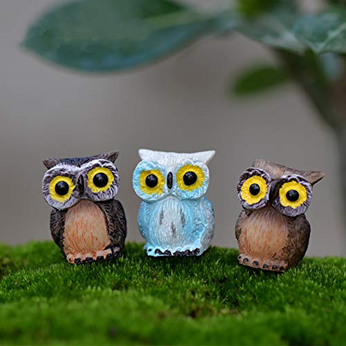 MAOMIA Miniature Owl Decorative Figurines 8 Pcs Mini Owl Garden Fairy Garden Figurines Moss Landscape Bonsai Crafts Home Decor Ornaments