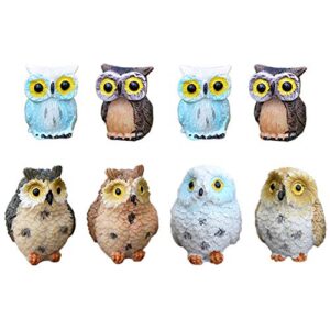 maomia miniature owl decorative figurines 8 pcs mini owl garden fairy garden figurines moss landscape bonsai crafts home decor ornaments