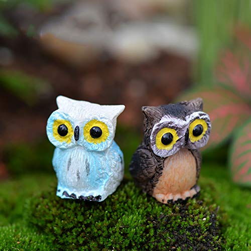 MAOMIA Miniature Owl Decorative Figurines 8 Pcs Mini Owl Garden Fairy Garden Figurines Moss Landscape Bonsai Crafts Home Decor Ornaments