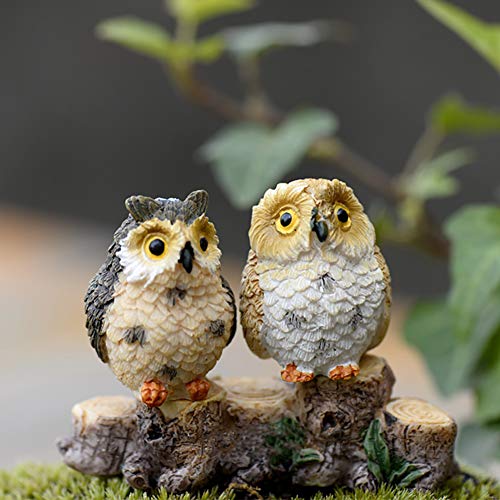 MAOMIA Miniature Owl Decorative Figurines 8 Pcs Mini Owl Garden Fairy Garden Figurines Moss Landscape Bonsai Crafts Home Decor Ornaments