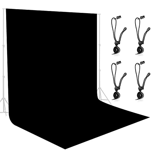 Lidlife 10 x 10 ft Black Backdrop, Black Photo Backdrop Curtain Background Screen Polyester Fabric Chromakey for Photography, Wrinkle-Resistant Black Backdrop Background with 4 Backdrop Clip for Video