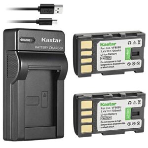 kastar battery (x2) & slim usb charger for jvc bn-vf808, bn-vf808u, bnvf808 and jvc everio gz-mg130 148 150 155 175 255 275 575 gz-hd7 gr-d745 746 750 760 770 771 775 790 796 jvc minidv + more