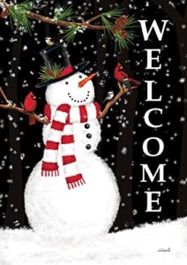 toland home garden 1012572 forest snowman welcome winter flag 28×40 inch double sided winter garden flag for outdoor house flag yard decoration