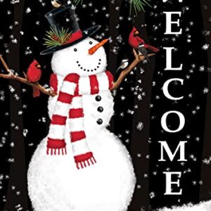 Toland Home Garden 1012572 Forest Snowman Welcome Winter Flag 28x40 Inch Double Sided Winter Garden Flag for Outdoor House Flag Yard Decoration