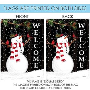 Toland Home Garden 1012572 Forest Snowman Welcome Winter Flag 28x40 Inch Double Sided Winter Garden Flag for Outdoor House Flag Yard Decoration