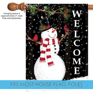 Toland Home Garden 1012572 Forest Snowman Welcome Winter Flag 28x40 Inch Double Sided Winter Garden Flag for Outdoor House Flag Yard Decoration