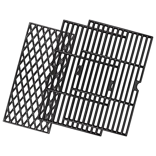 Hisencn Grill Cooking Grates for Dyna Glo DGH474CRP DGH483CRP DGF493BNP DGB494SPB DGF493PNP-D DGB495SDP DGB495SDP-D DGB493SPB DGB463CNP 70-01-911 70-02-656 Cast Iron Replacement Grid Parts 3 Pack