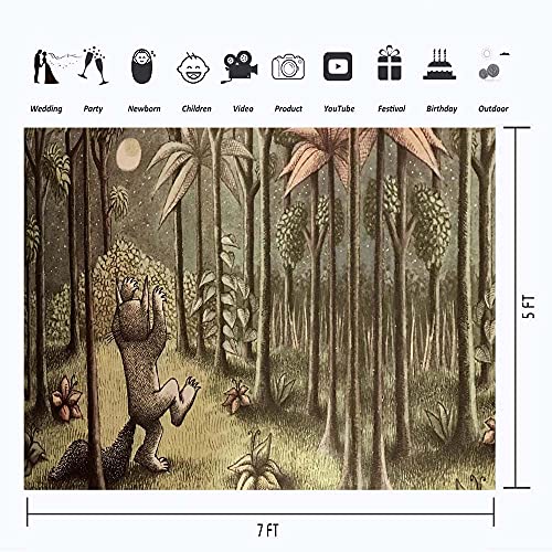 YouRan Where The Wild Things are Backdrops for Photography 7x5 Wild One Little Monster Backdrop Baby Shower Vinyl Banner Where The Wild Things are Party Supplies 1st Birthday