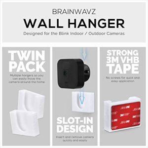 BRAINWAVZ Adhesive Blink Outdoor Indoor Camera Mount, 2 Pack Holder, No Hassle Installation, No Screws, No Mess Bracket Stand, (White)