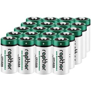 rapthor cr123a 3v lithium battery 1650mah 20 pack high power cr123 cr17345 photo batteries ptc protected for cameras flashlight alarm smart sensors 123 batteries (non-rechargeable, not for arlo)