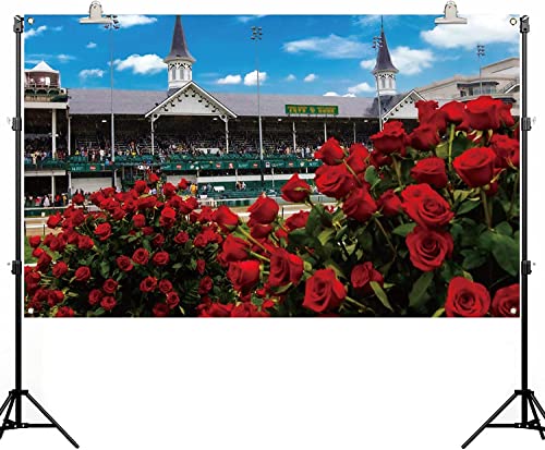 Kentucky Derby Photo Booth Backdrop Churchill Downs Horse Racing Rose Indoor Outdoor Party Photography Home Wall Background Decoration (7×5ft)