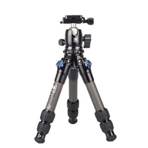 sirui am-223 carbon fiber camera tripod mini travel compact tripod with 360° b-00k ball head, arca swiss quick release plate, loads up 15kg, max height 16″, folded height 12.1″