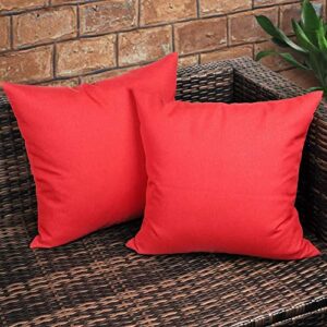 kringsia pack of 2, decorative outdoor waterproof throw pillow covers, square uv protection garden cushion case, pu coating pillow shell for patio, porch and balcony (red, 20×20 inch)