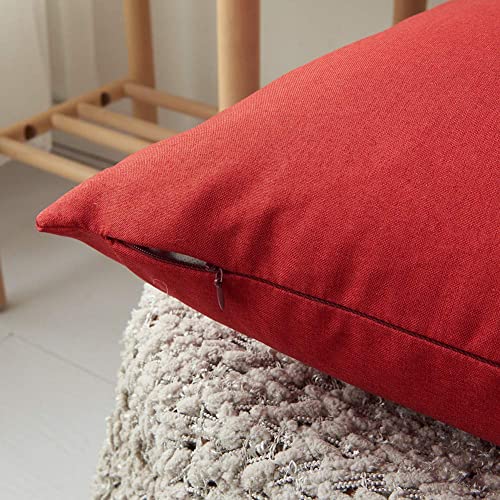 KRINGSIA Pack of 2, Decorative Outdoor Waterproof Throw Pillow Covers, Square UV Protection Garden Cushion Case, PU Coating Pillow Shell for Patio, Porch and Balcony (Red, 20x20 Inch)