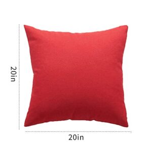 KRINGSIA Pack of 2, Decorative Outdoor Waterproof Throw Pillow Covers, Square UV Protection Garden Cushion Case, PU Coating Pillow Shell for Patio, Porch and Balcony (Red, 20x20 Inch)