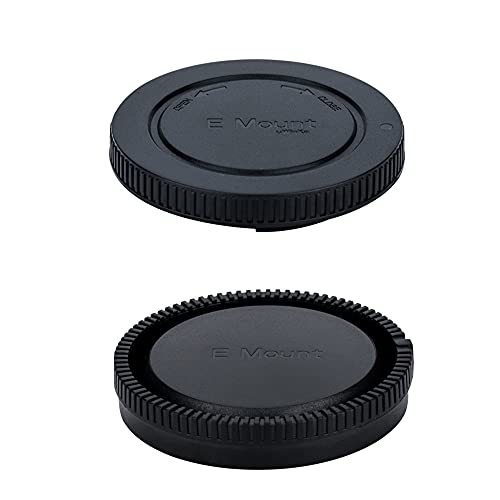 E-Mount Body Cap and Rear Lens Cap Cover Kit for Sony A7 A7II A7III A7IV A7S A7SII A7SIII A7R A7RII III A7RIV A7RV A7C A9 A6600 A6400 A6300 A6100 A6000 ZV-E1 ZV-E10 & More Sony E-Mount Camera & Lens