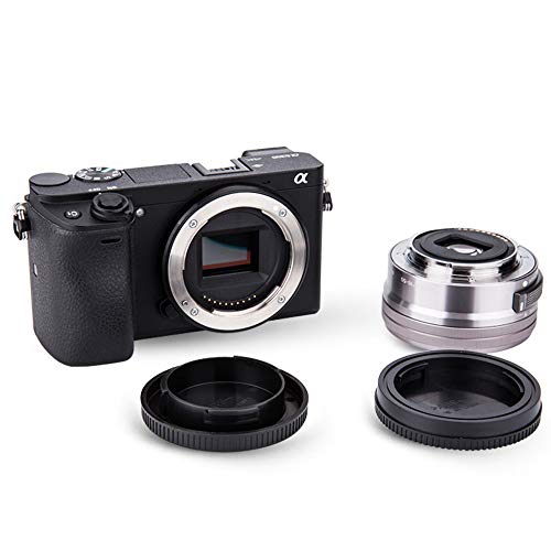 E-Mount Body Cap and Rear Lens Cap Cover Kit for Sony A7 A7II A7III A7IV A7S A7SII A7SIII A7R A7RII III A7RIV A7RV A7C A9 A6600 A6400 A6300 A6100 A6000 ZV-E1 ZV-E10 & More Sony E-Mount Camera & Lens