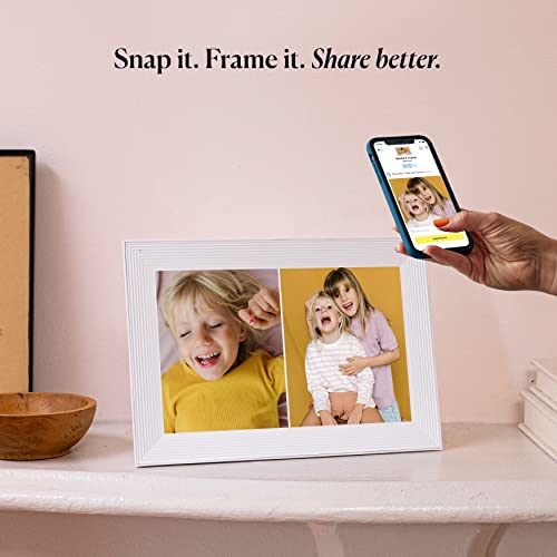 Aura Carver HD Smart Digital Picture Frame 10.1 Inch WiFi Cloud Digital Photo Frame, Free Unlimited Storage, Send Photos from Anywhere – Sea Salt