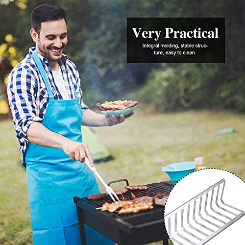 UPKOCH 3 pcs Hiking Rack Portable Smoker Garden Roasting Fish Barbeque Racks Stainless BBQ or Grid Travel Parties Grate Folding Foldable for Non Standing Stick Cookware Rib Picnic Silver