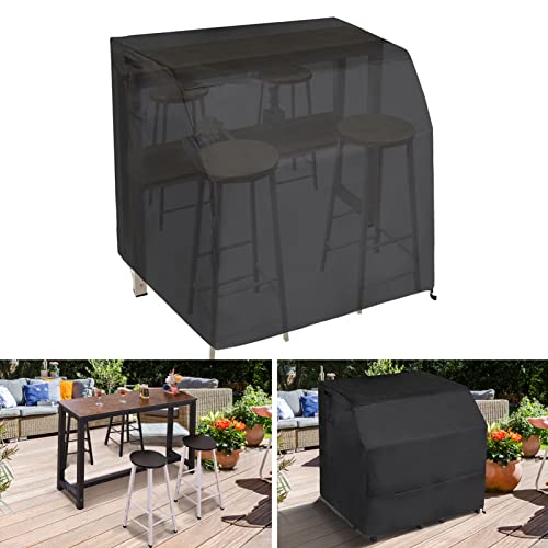 41 Inch Heavy Duty Outdoor Patio Bar Set Cover- Waterproof 420D Oxford Cloth Wicker Bar Set Cover Outdoor Patio Wicker Bar Table Furniture Cover for Patios Porches Gardens Backyards Outside Bar Set