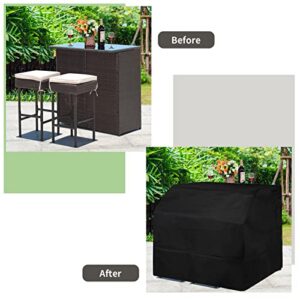 41 Inch Heavy Duty Outdoor Patio Bar Set Cover- Waterproof 420D Oxford Cloth Wicker Bar Set Cover Outdoor Patio Wicker Bar Table Furniture Cover for Patios Porches Gardens Backyards Outside Bar Set