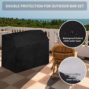 41 Inch Heavy Duty Outdoor Patio Bar Set Cover- Waterproof 420D Oxford Cloth Wicker Bar Set Cover Outdoor Patio Wicker Bar Table Furniture Cover for Patios Porches Gardens Backyards Outside Bar Set