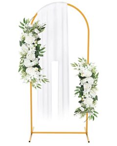 wedding arch backdrop stand,gold metal door arched backdrop frame arches backdrop stand for wedding birthday graduation anniversary celebration opening ceremony (6.6×3.3ft)